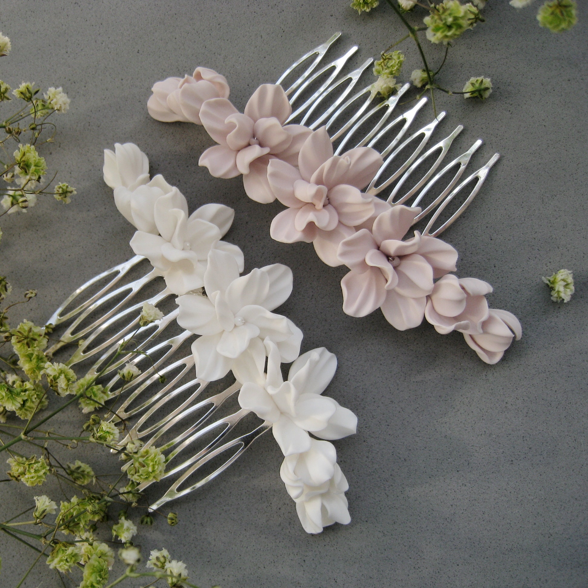 Bridal Hair Comb White Blush Pink Flowers Floral Wedding Hair ...