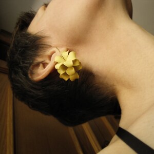 Yellow Puakenikeni Earrings Gold Hoops Hawaiian Bridal Floral Clay ...