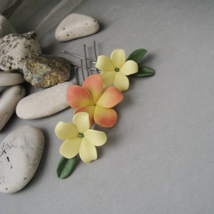 Hawaiian Flower Pin Plumeria Puakenikeni Tropical Hairpin Floral Bridal ...