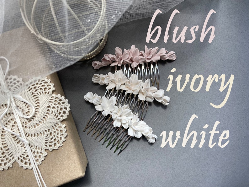 Bridal Hair Comb White Blush Pink Flowers Floral Wedding Hair ...