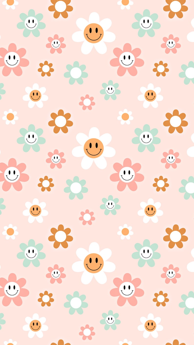 5 Mobile Backgrounds Smiley Backgrounds Daisy Smiley - Etsy