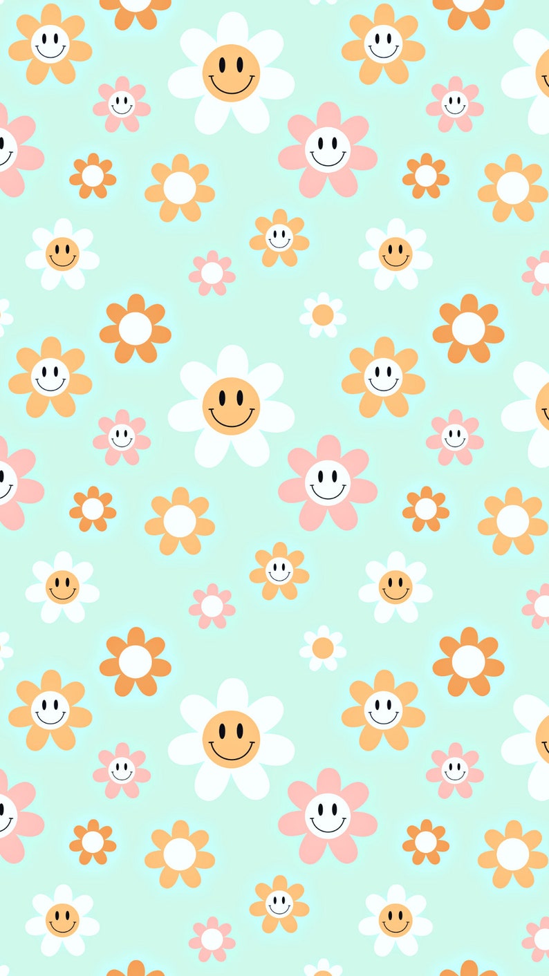 5 Mobile Backgrounds Smiley Backgrounds Daisy Smiley - Etsy