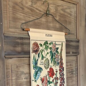Vintage Style Botanical Flower Chart Wall Hanging French Fleurs Fabric ...