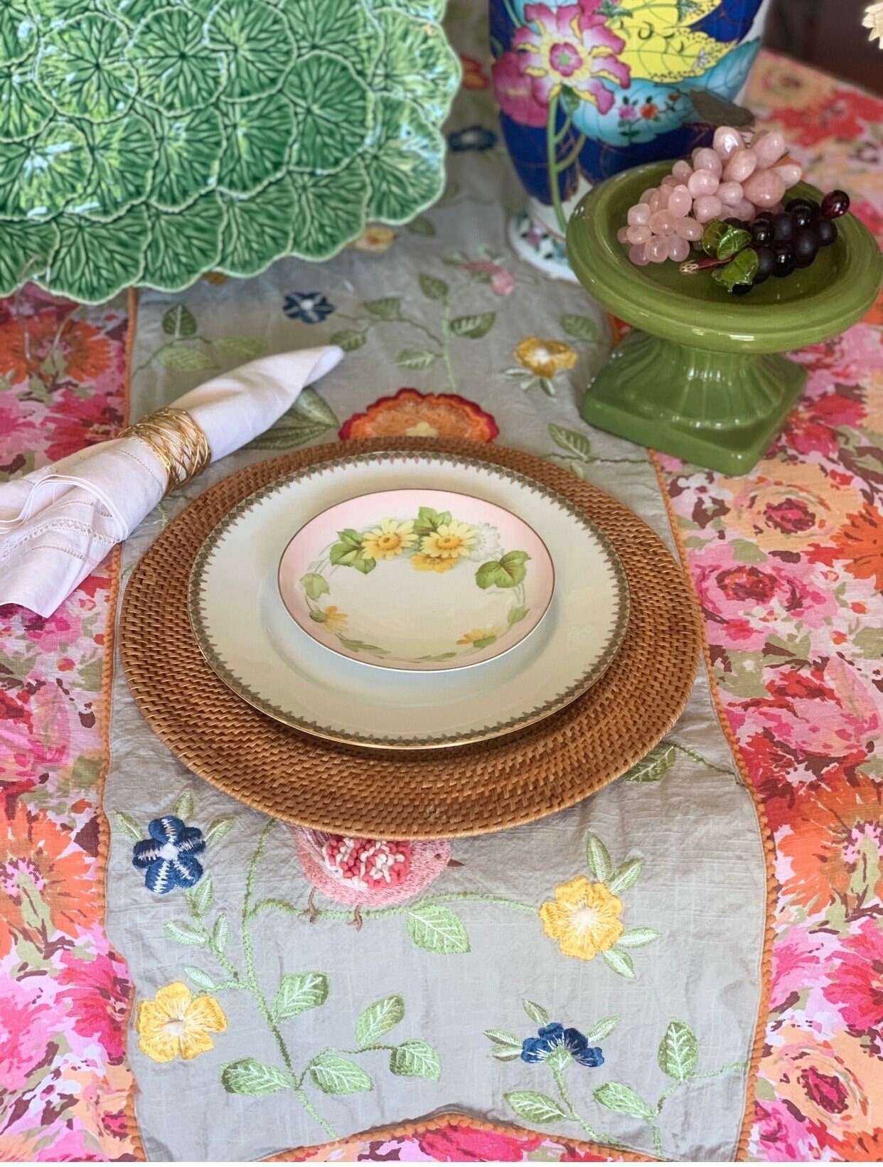 Vintage Daisy Bread Plate Hand Painted Daisy Bread Dessert 6.25 Pink ...