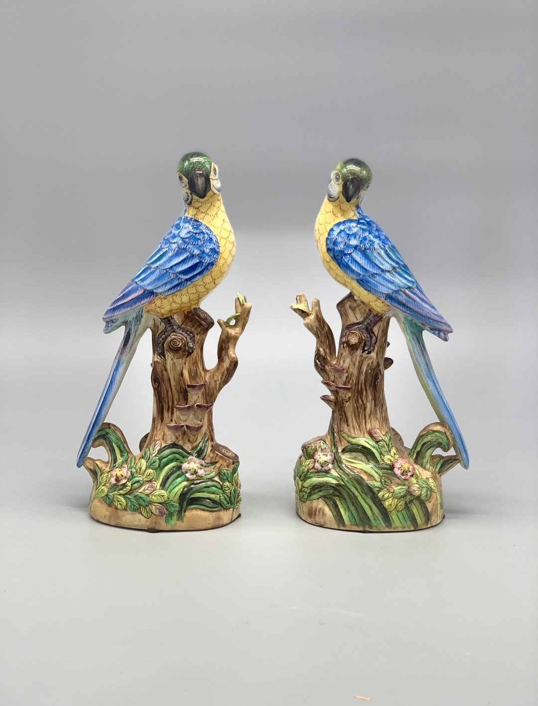 Vintage Parrot Decorative Figurine Pair Porcelain Andrea by Sadek Hand ...