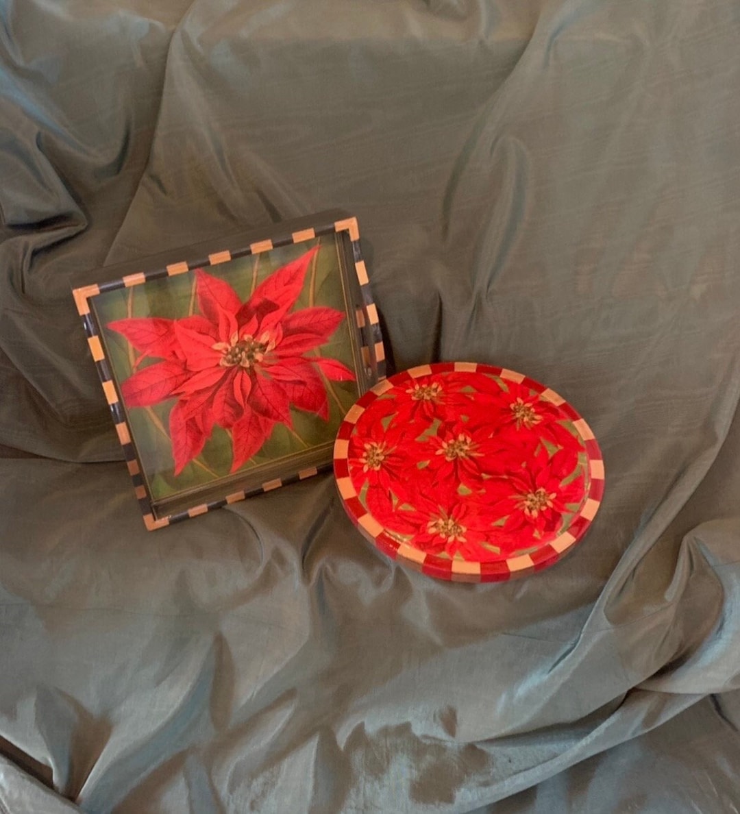 Christmas Tray & Cake Stand Artist Signed Annie Modica Green - Etsy