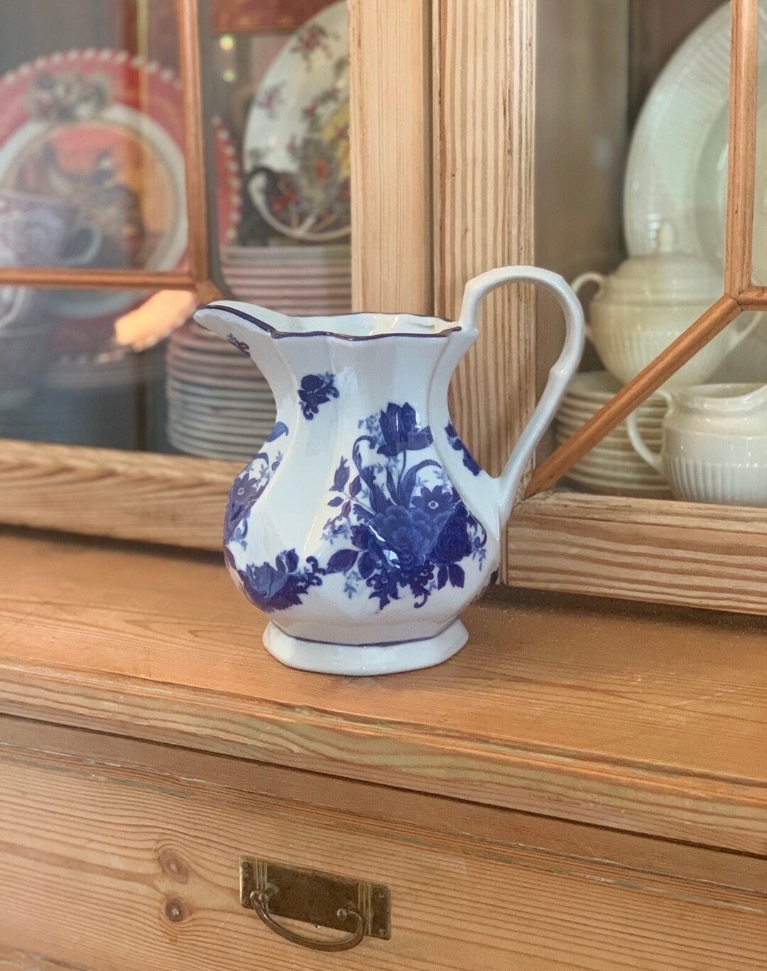 Vintage Flow Blue Pitcher Victoria Ware Ironstone Blue & White - Etsy