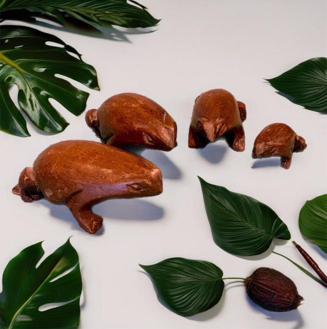 Hand Carved Wooden Frogs Set of 4 Wood Frogs Graduated Sizes Frog ...