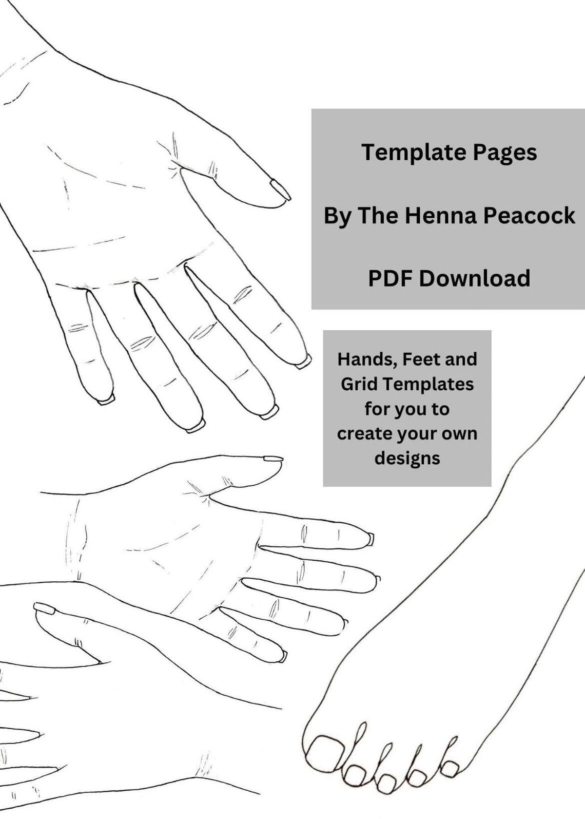 Henna Templates E-book | A Selection of Blank Hands, Feet and Grid ...