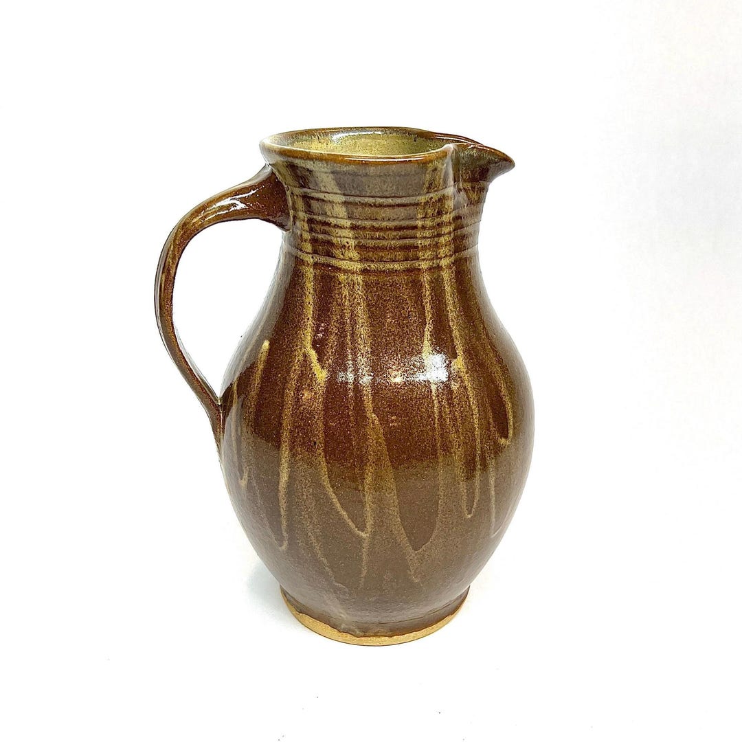 Tan Ceramic Pitcher, Large Ceramic Pitcher, Handmade Ceramic Pitcher, 1 ...