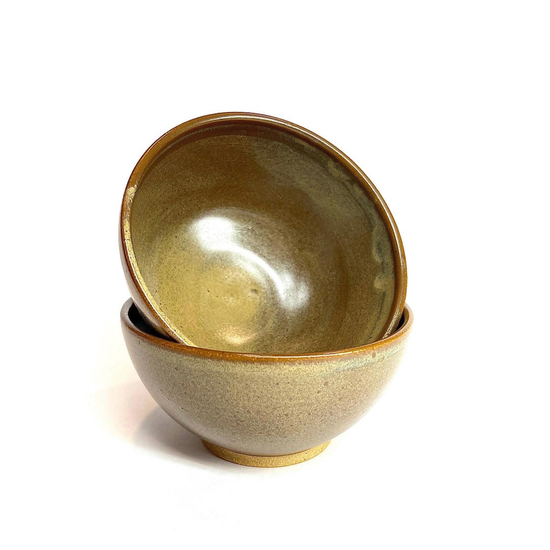 Set of 2 Tan Ceramic Bowls, Tan Ceramic Salad Bowls, Handmade Tan Bowls ...