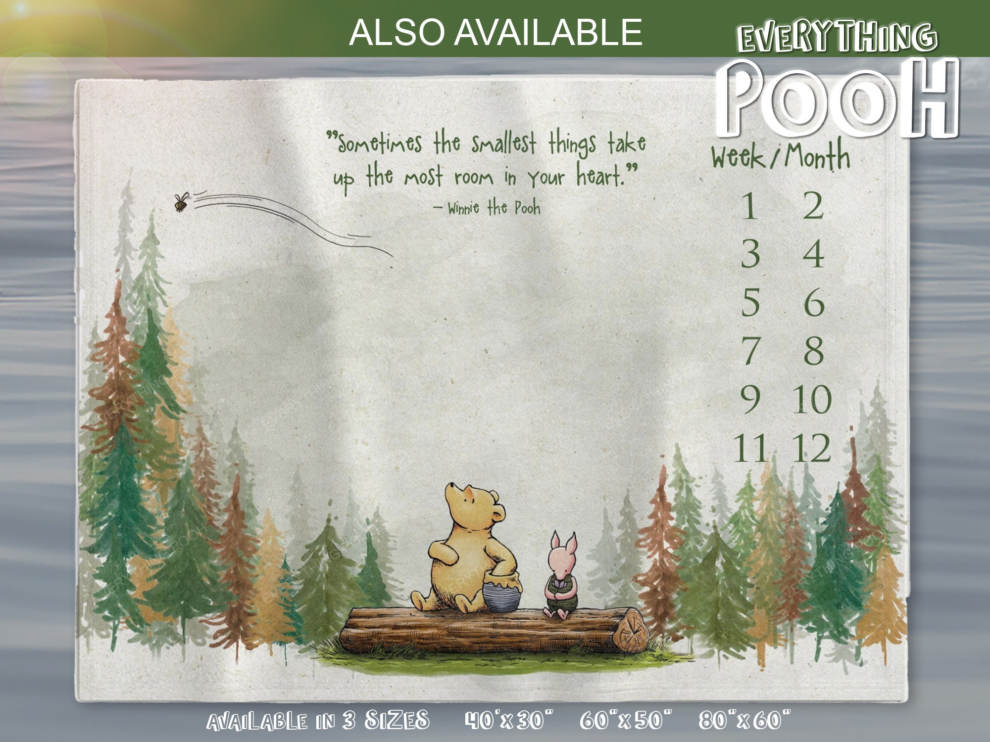 Winnie the Pooh MILESTONE BLANKET RUSTIC Classic Pooh Quote ("as Soon ...