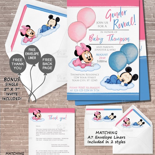 15 Baby Minnie and Mickey Mouse Personalized Gender Reveal - Etsy