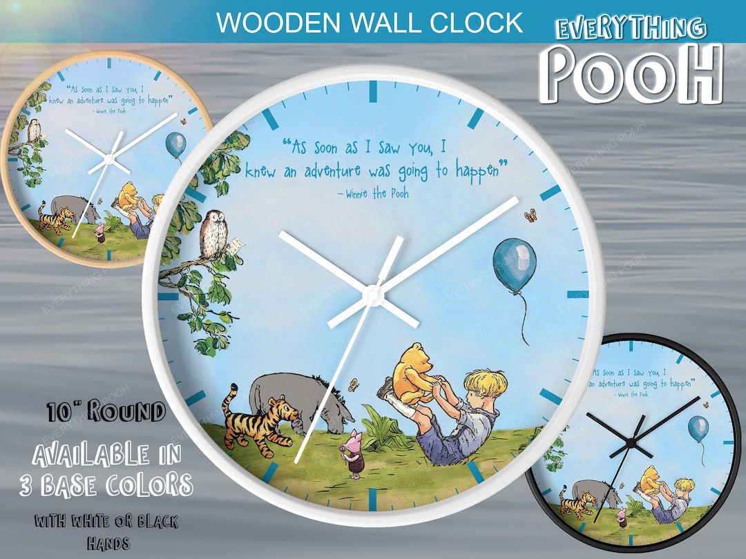 Winnie the Pooh Clock FRIENDS BLUE Pooh Quote ("as Soon as ...") Winnie ...