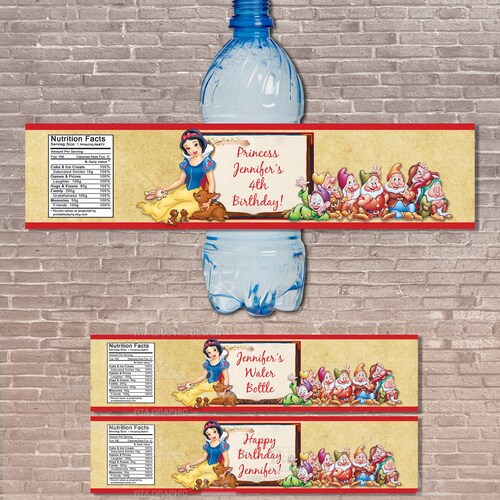 Princess Snow White Water Bottle Labels Printable Princess - Etsy