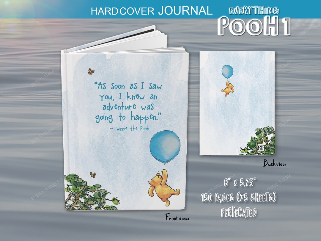 Winnie the Pooh JOURNAL BLUE BALLOON Pooh Quote ("as Soon as ...") Baby ...