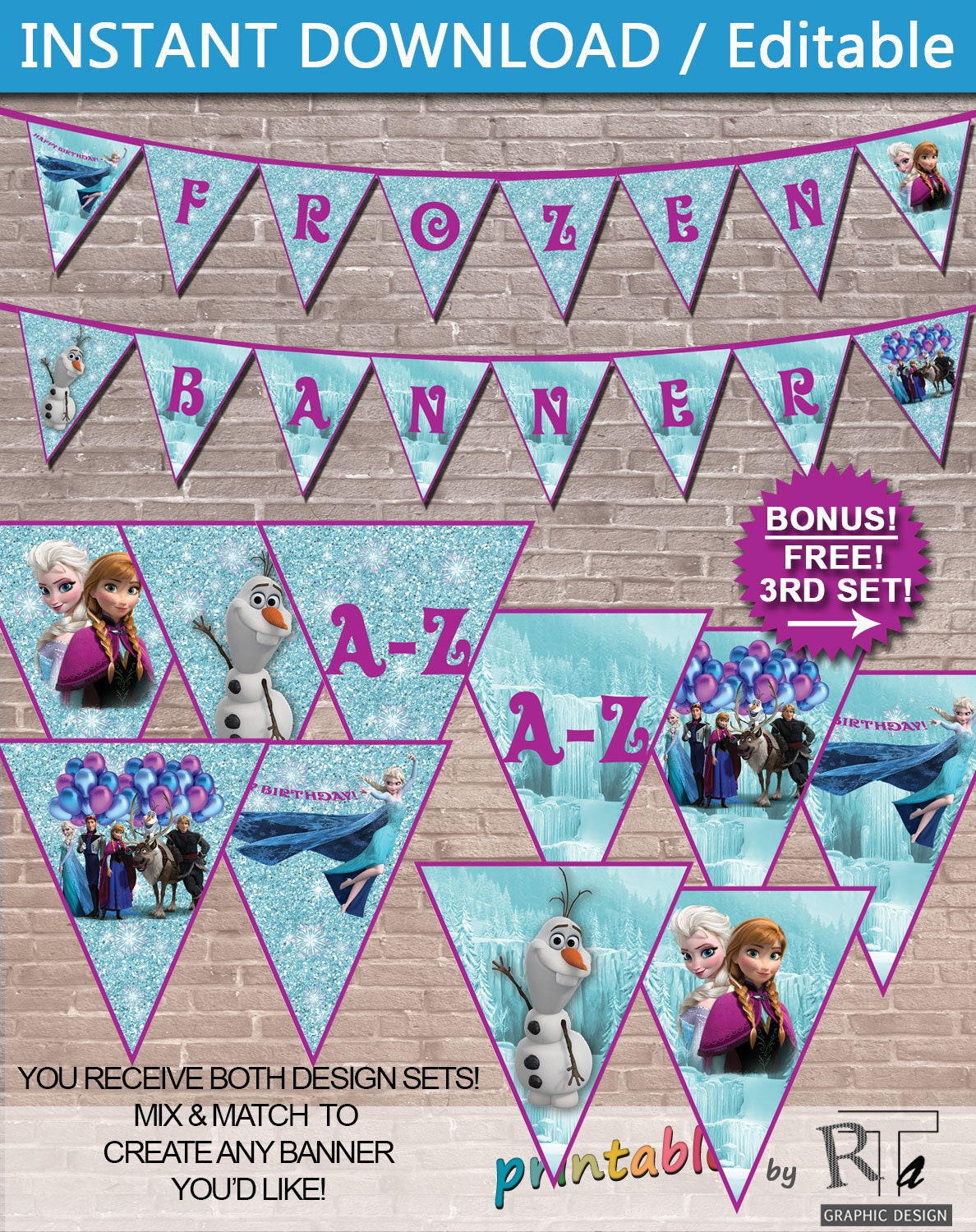 Happy Birthday Frozen Banner Printable