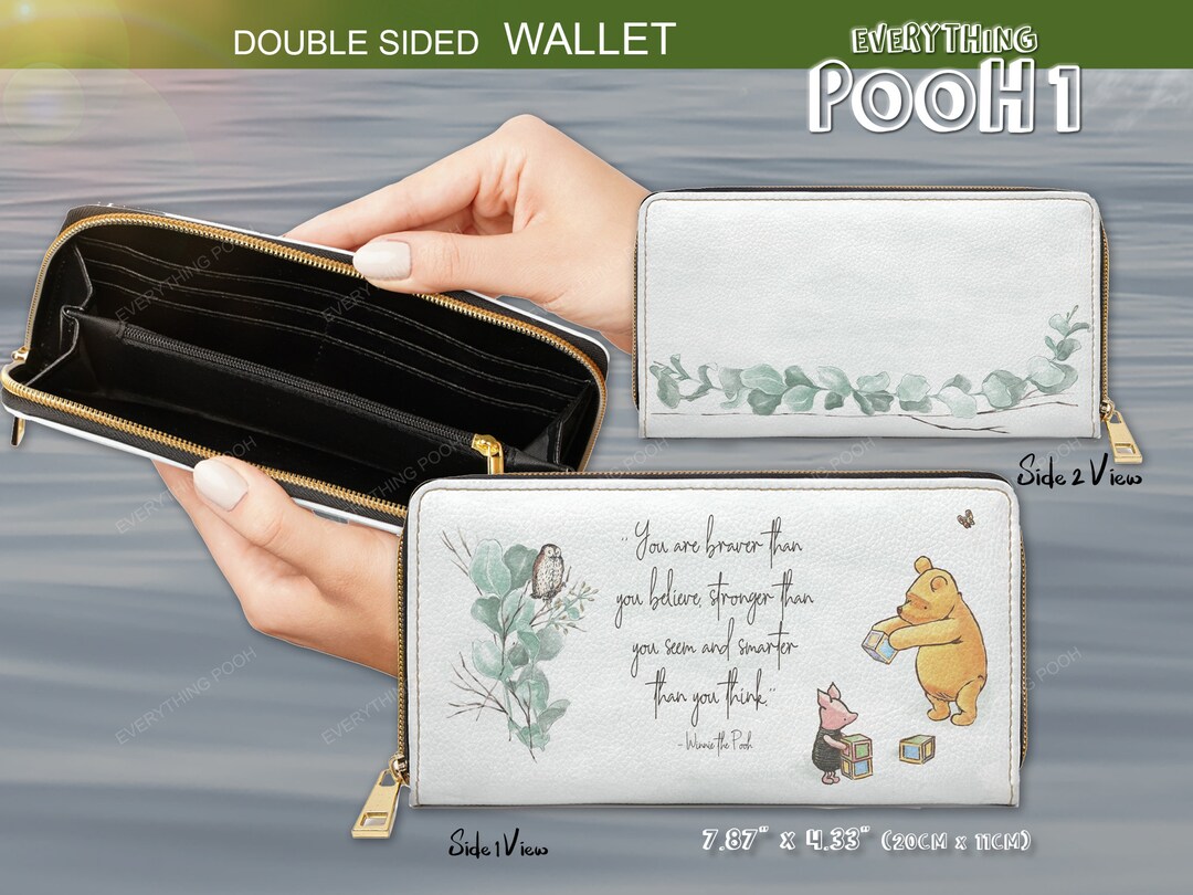 Winnie the Pooh WALLET GREEN FOLIAGE Pooh Quote ("you Are Braver ...