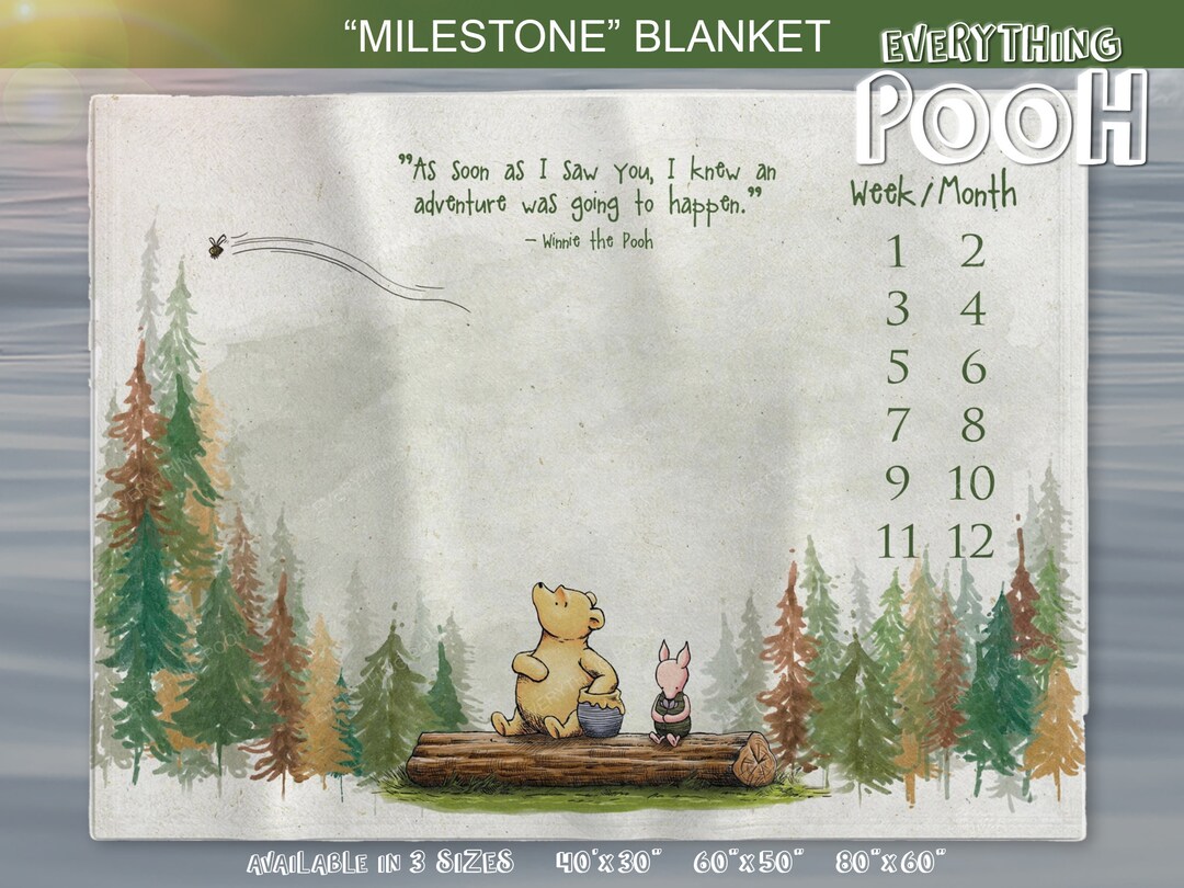 Winnie the Pooh MILESTONE BLANKET RUSTIC Classic Pooh Quote ("as Soon ...