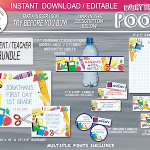 NEW! School Themed ADDRESS Label / Instant Download & Editable ...