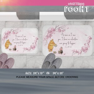 Winnie the Pooh BATH MAT Pink FOLIAGE Pooh Quote ("as Soon as ...