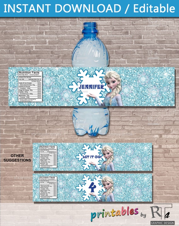 Personalized Frozen Elsa Water Bottle Label Instant Etsy