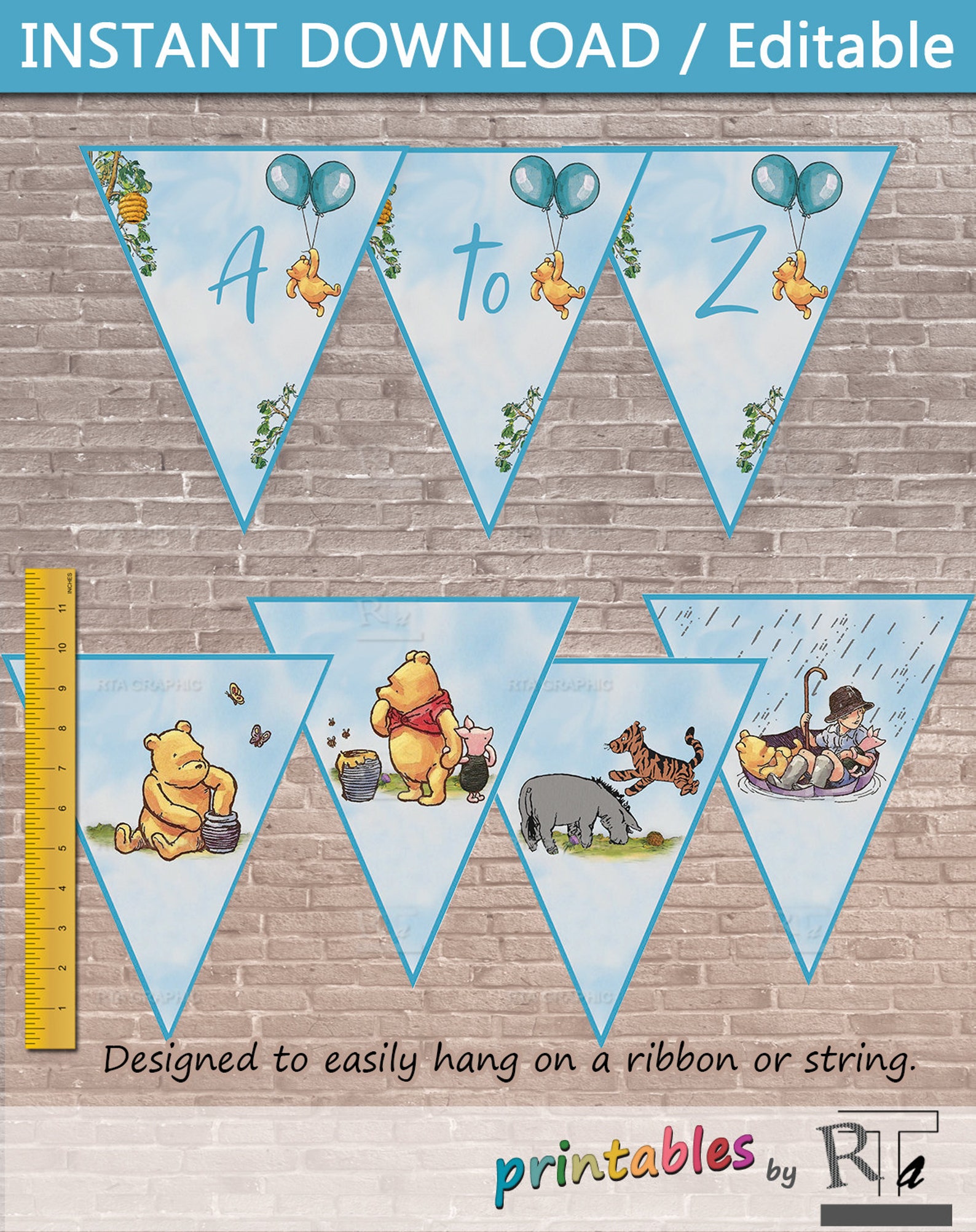 Classic Winnie the Pooh Party Banner / Instant DOWNLOAD & | Etsy