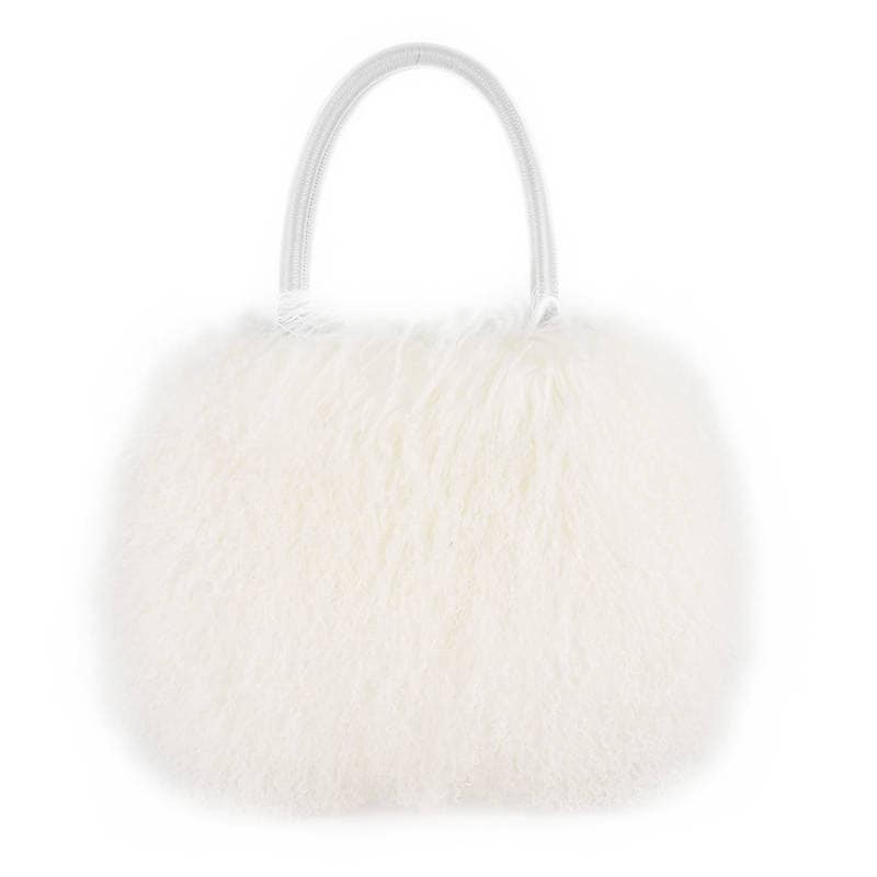 Tibetan Lamb Fur Purse / Tote White, Mongolian Lamb Fur Bag, Furry Tote ...