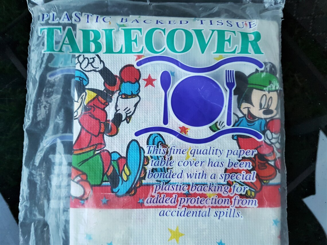 Vintage 90s Roller Mickey Tablecloth Table Cover Birthday Party ...