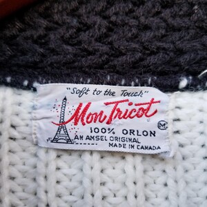 Vintage 1960s 1970s MON TRICOT Cowichan Style Curling Sweater Cardigan ...
