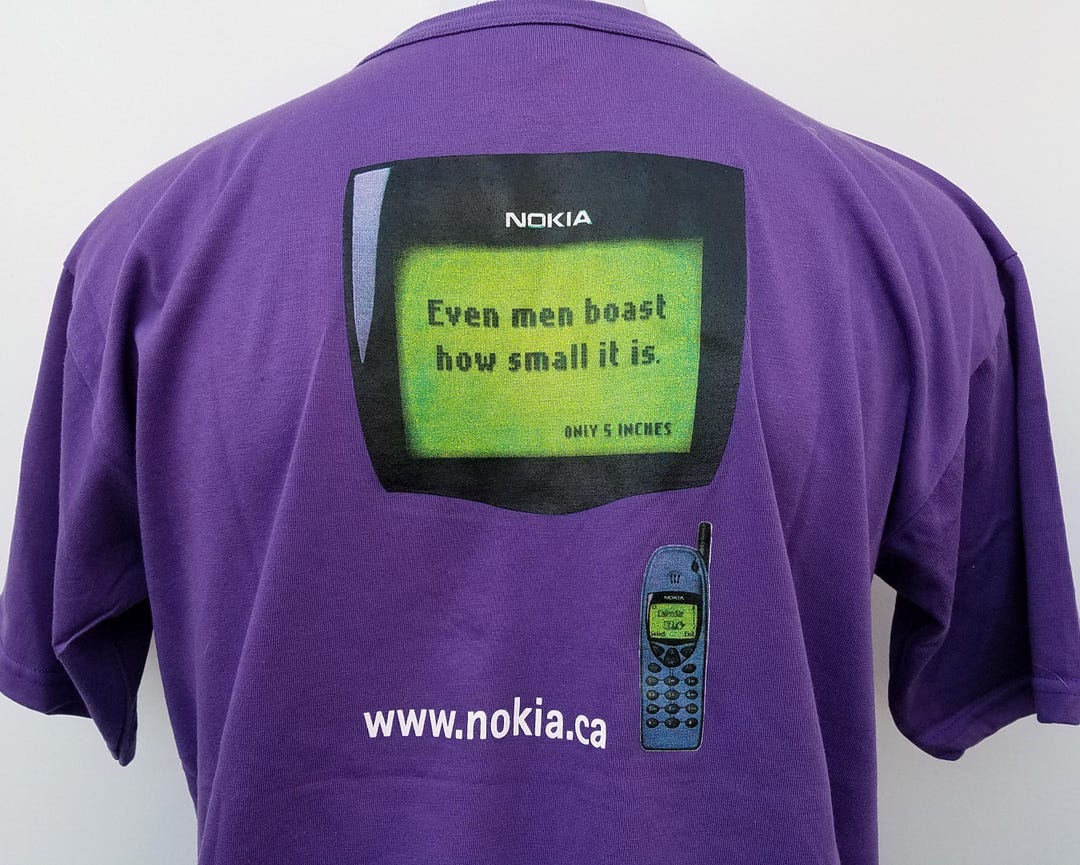 Vintage Late 90s NOKIA Cell Phone 'only 5 INCHES' Ad Promo T-shirt ...