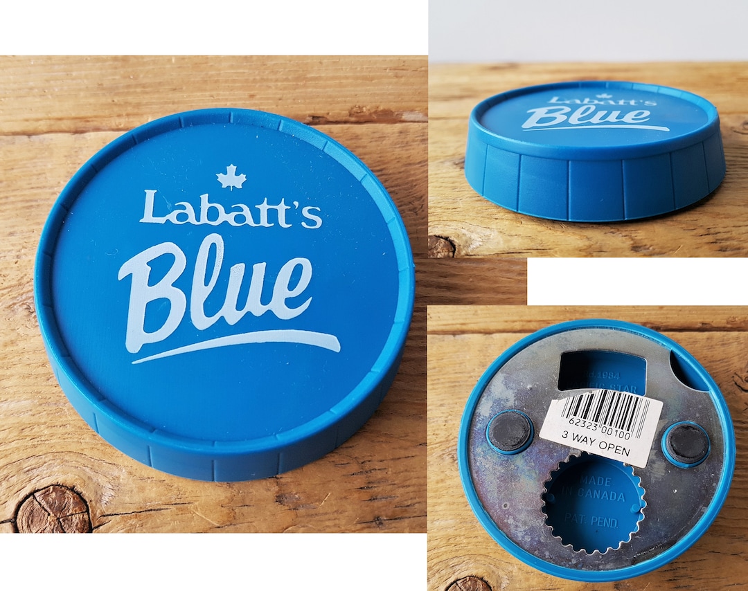 Vintage 80s LABATT'S BLUE BEER 3 Way Bottle Opener Round Magnetic Twist ...