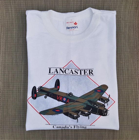 Vintage LANCASTER Bomber Airplane T-Shirt 1989 Canadi… - Gem