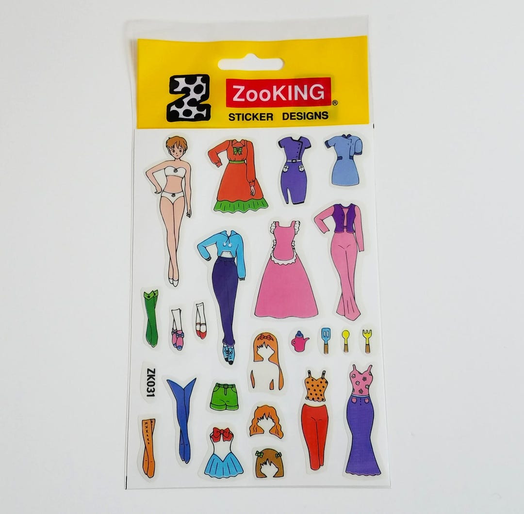 Vintage 80s Paper Doll Model Dress up Fashion Pack of Stickers ...