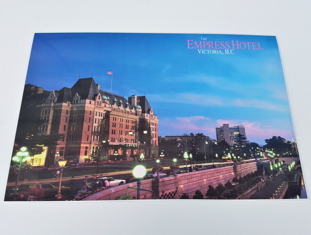 Vintage 80s the EMPRESS HOTEL Victoria and Canada Map Dual Sided ...