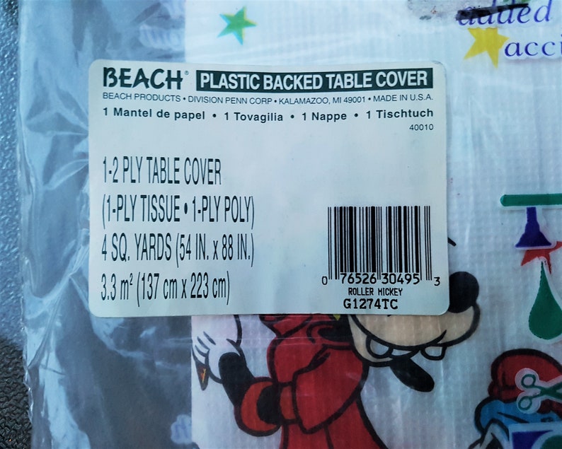 Vintage 90s Roller Mickey Tablecloth Table Cover Birthday - Etsy