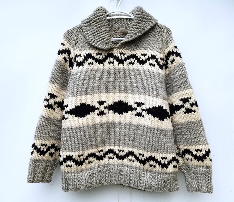 Vintage 70s/80s Authentic Cowichan Sweater - Hand-knit Coast Salish Raw ...