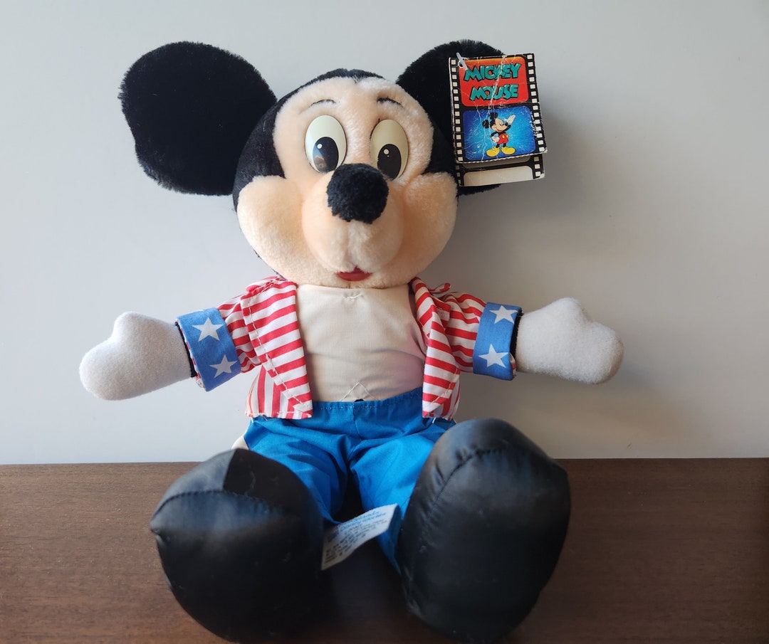 Vintage 1980s MICKEY MOUSE Stars & Stripes Plush Toy - 14" Tall - Walt ...