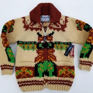 Vintage KANATA Hand Knit Chunky Cowichan Inspired Sweater Jacket ...