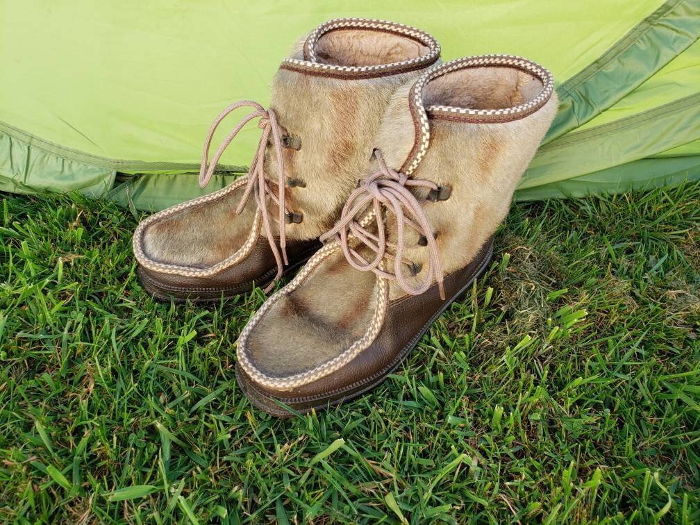 Vintage 60s INUIT Spotted Fur Boots Mukluks Hiking Boots Sz 7 - Etsy.de