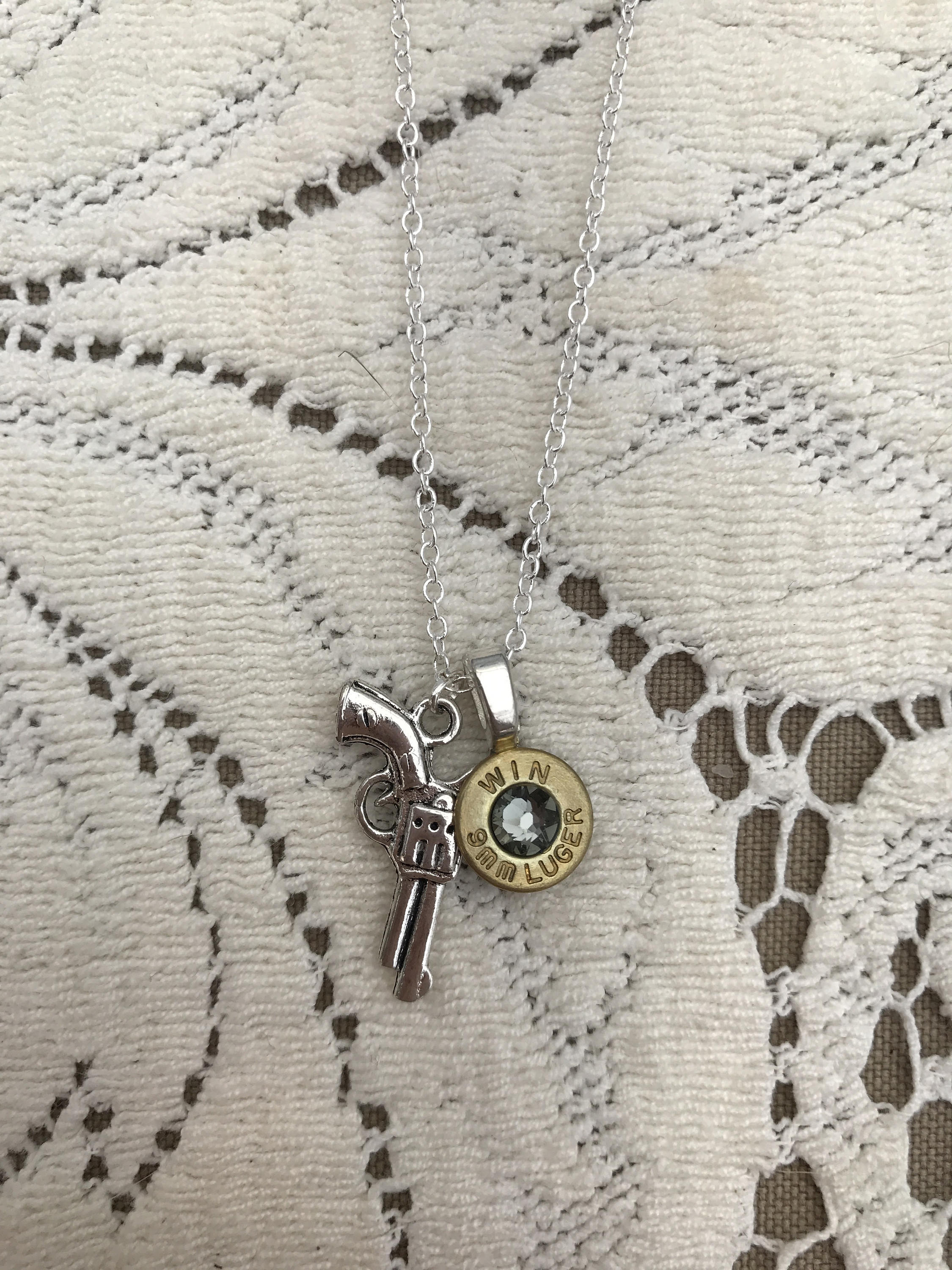 Pistol Charm Necklace With Bullet Casing - Etsy