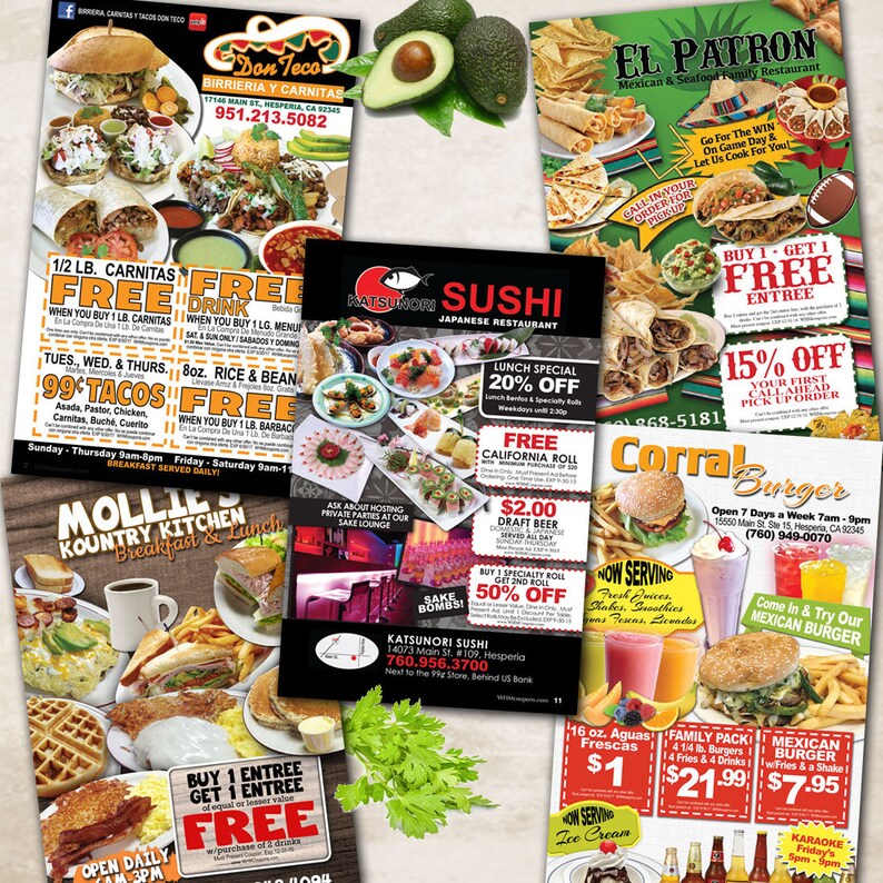 Restaurant and Food Flyer, Ad, Mailer, Postcard Design - Etsy