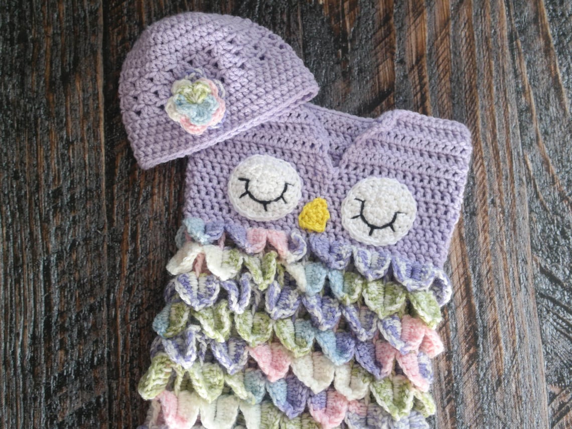 Crochet Owl Cocoon, Owl Sack, Sleeping Sack, Swaddle Sack, Newborn ...
