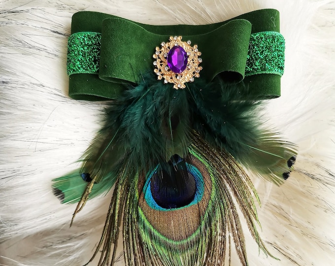 Handmade Brooch With Pin/ Peacock Feather Brooch / Bow Tie - Etsy
