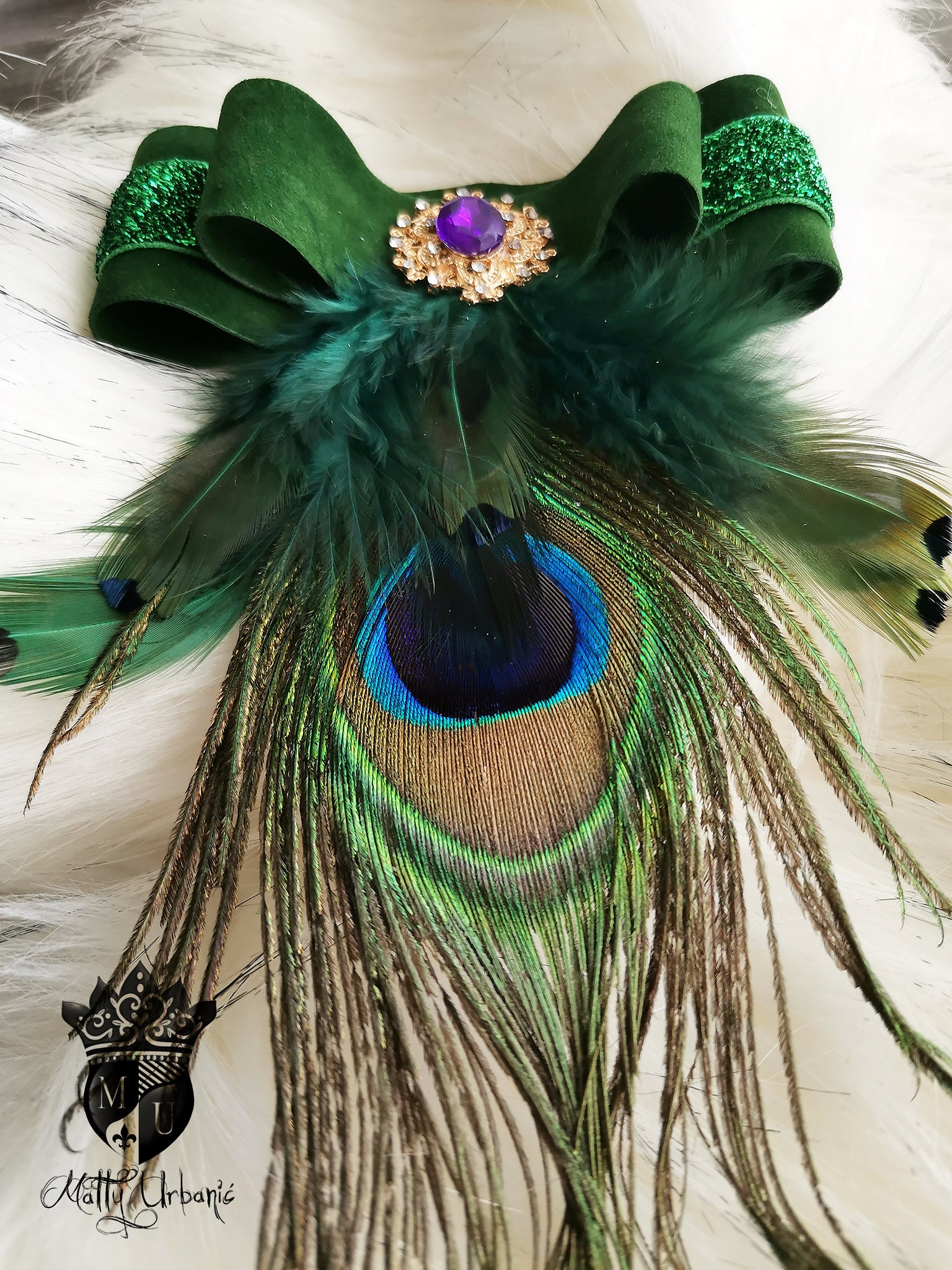Handmade Brooch With Pin/ Peacock Feather Brooch / Bow Tie Brooch With ...