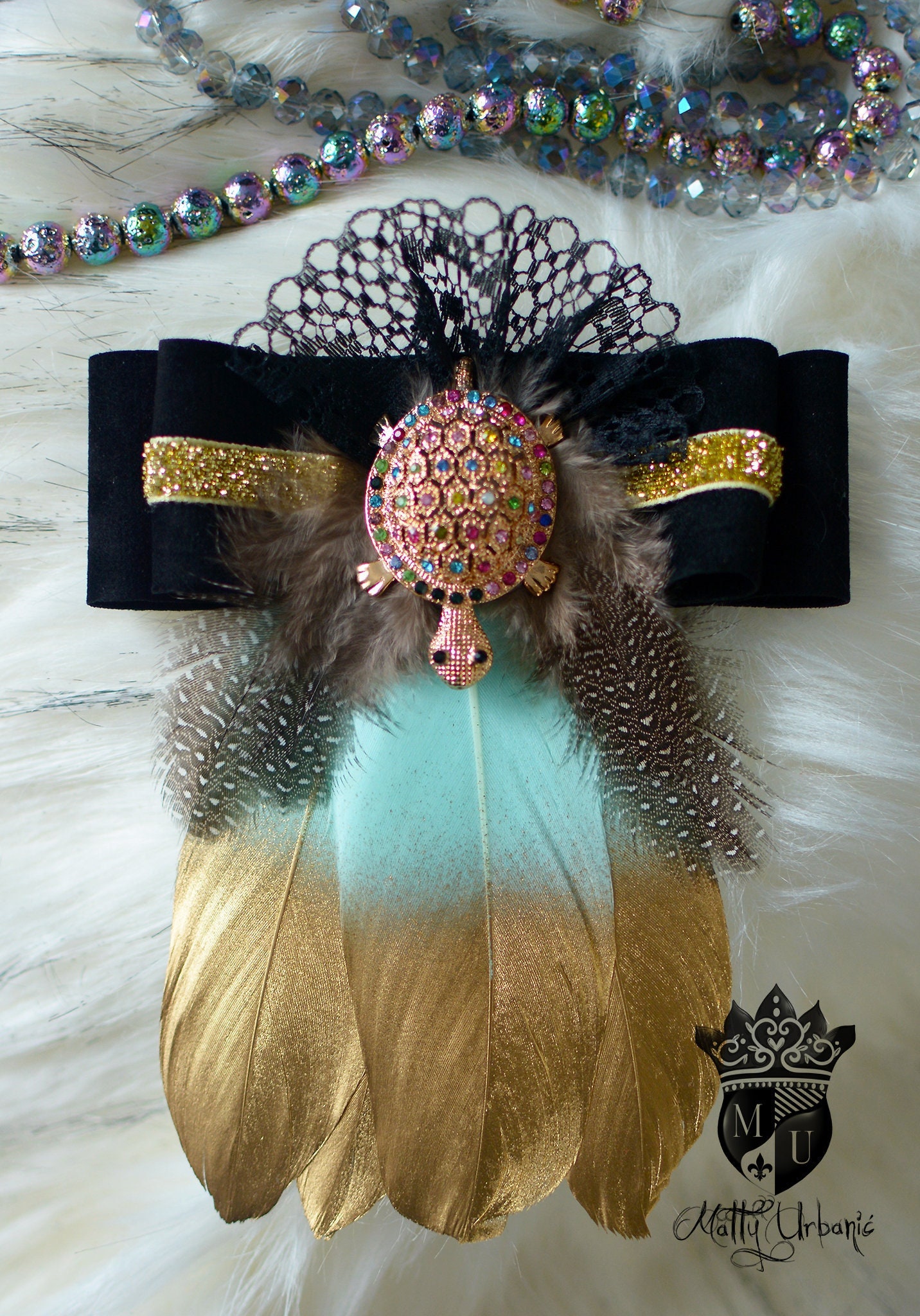 Handmade Brooch With Ribbon and Pin/ Bow Tie Brooch With Feathers ...