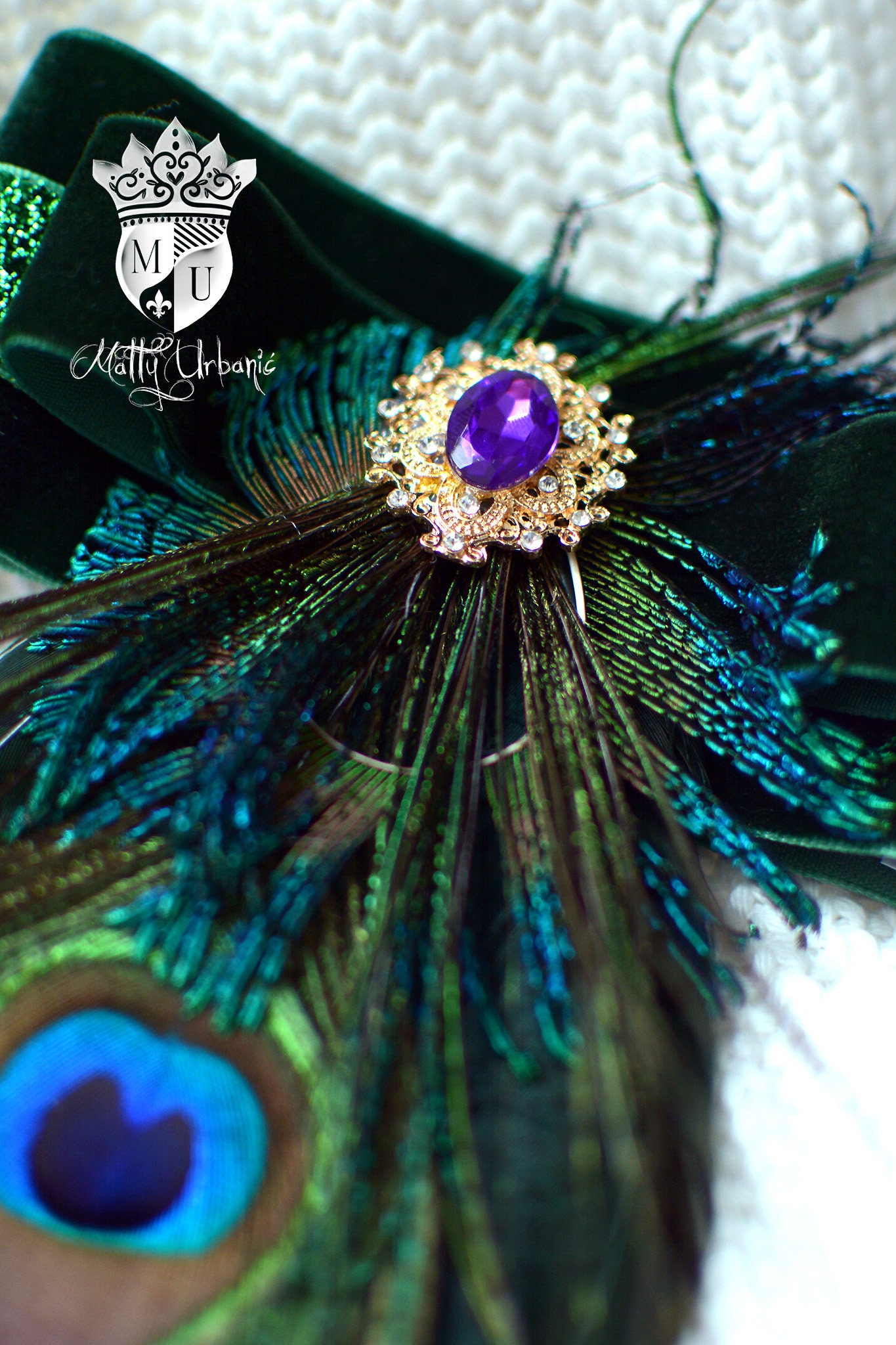 Handmade Brooch With Pin/ Peacock Feather Brooch / Bow Tie Brooch With ...