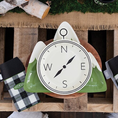 Compass Paper Plate Set of 8 Camp Party Adventure Theme - Etsy