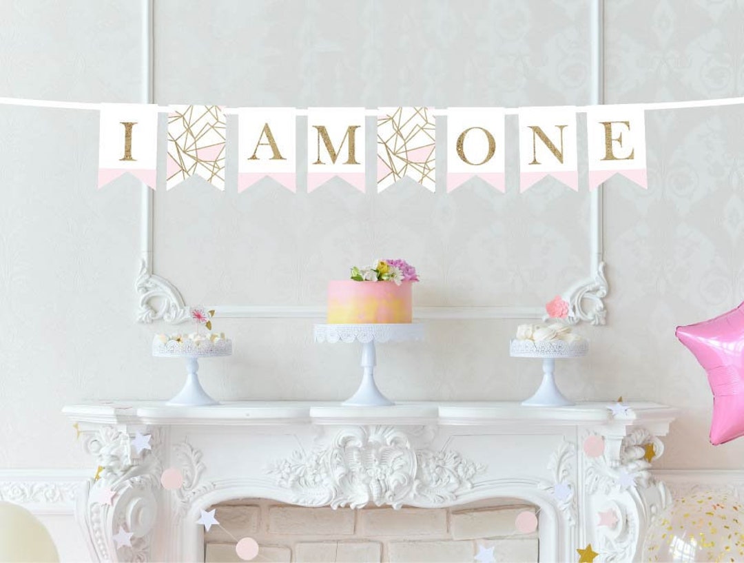 I Am One Birthday Banner 1st Birthday Decor 1st Bday Banner Smash Cake ...