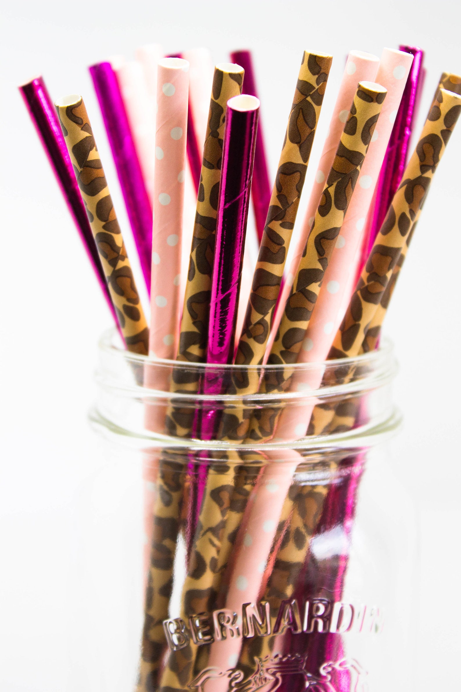 Pink and Cheetah Print Paper Straws - Animal Print Straws - Safari ...